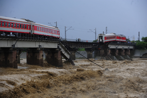Train bridge collapses after rains